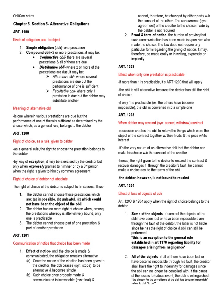 Chapter 3. Section 3-Alternative Obligations | PDF | Legal Liability ...