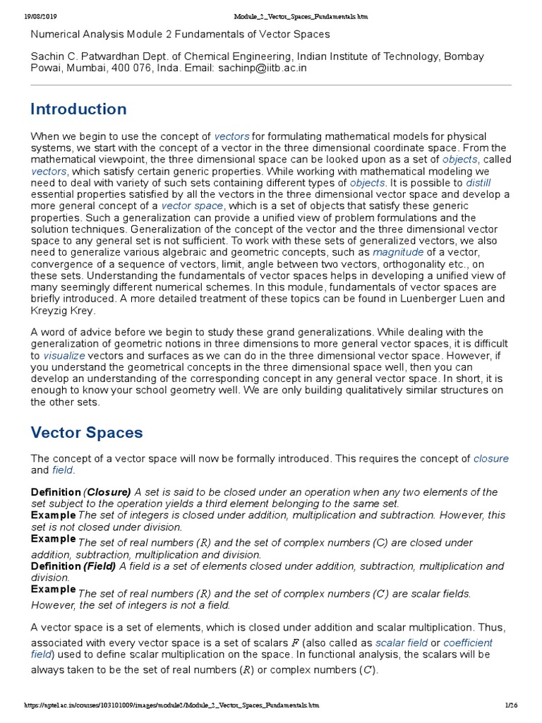 Vector Spaces | PDF | Vector Space | Linear Subspace