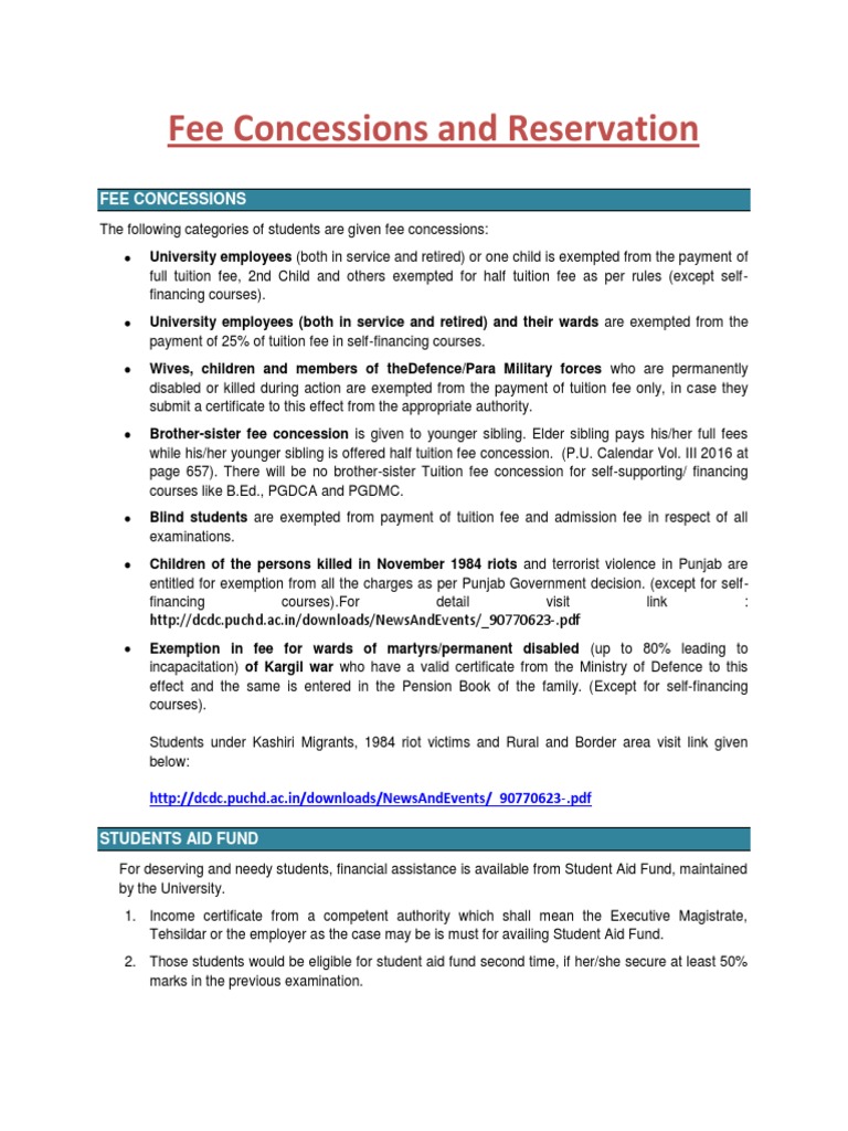 Fee Concession USOL | Download Free PDF | University And College ...