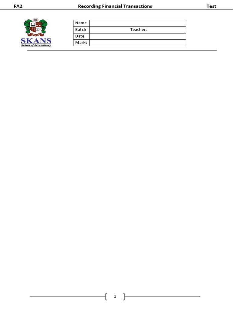 Record Financial Transactions Test Guide | PDF