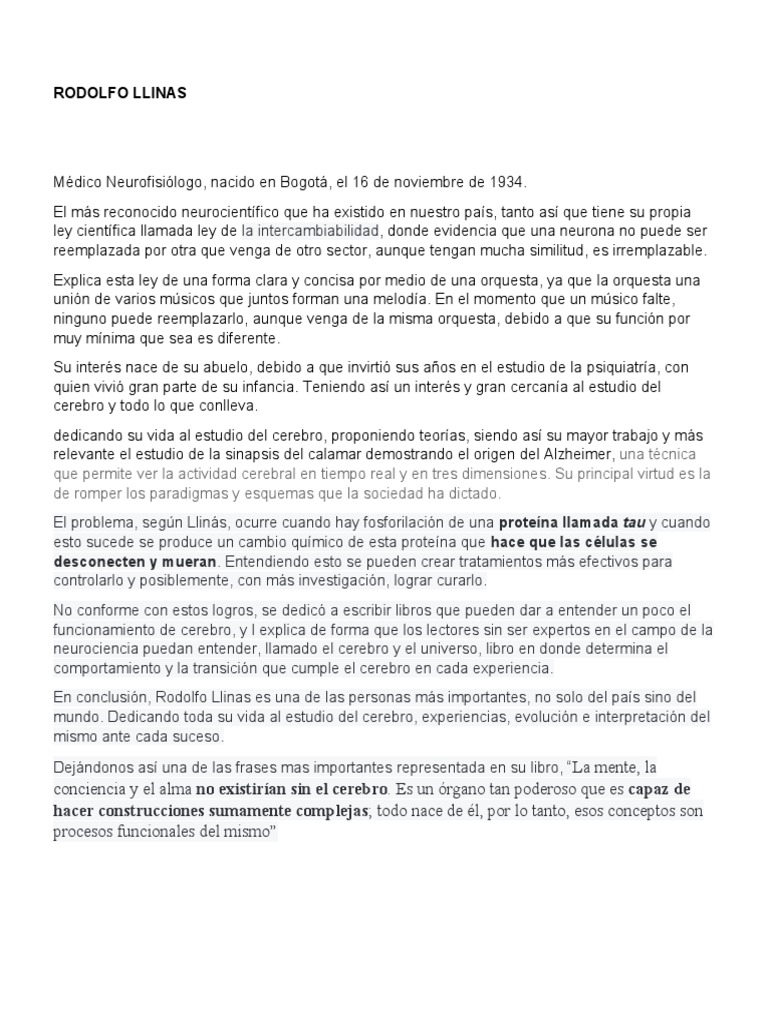 Rodolfo Llinas | PDF | Cerebro | Neurociencia