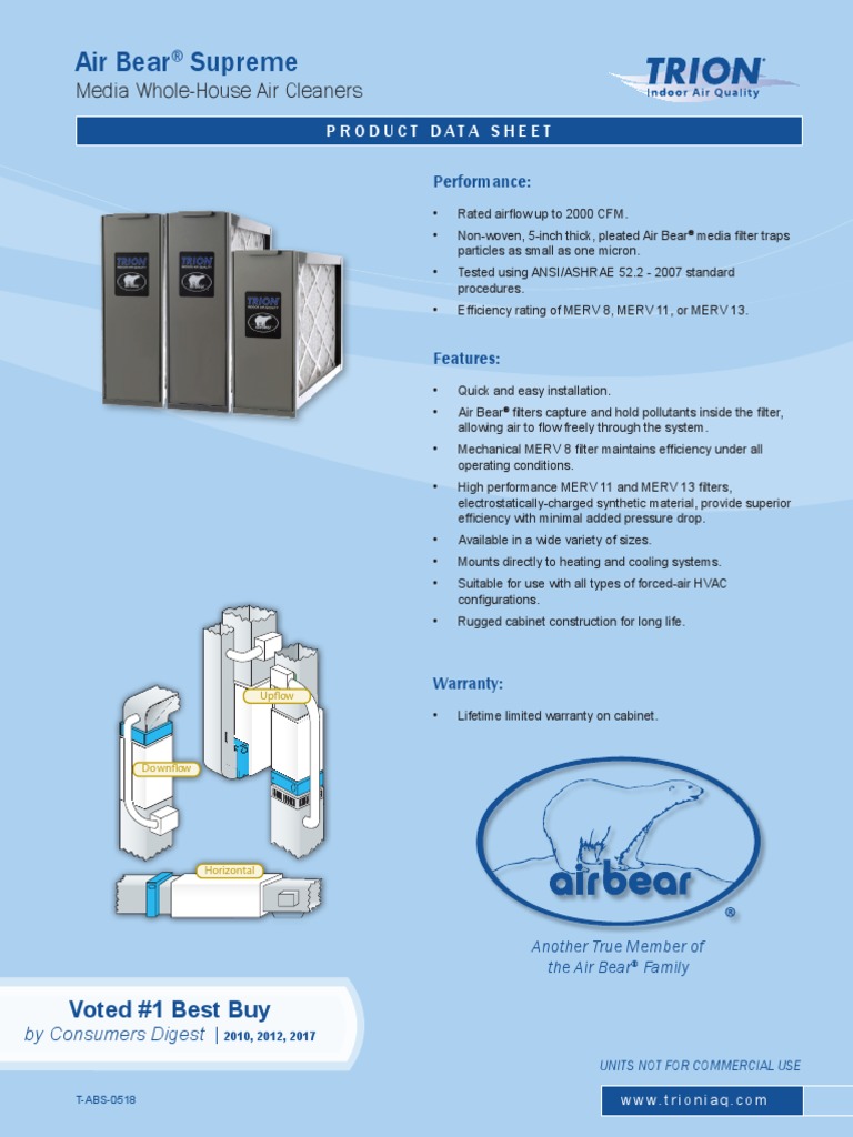 Air Bear Supreme Data Sheet - 0518 | PDF | Civil Engineering | Heating ...