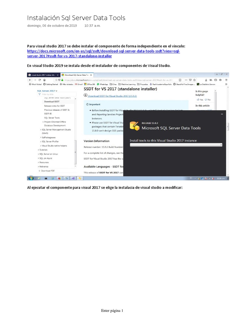 Instalación SQL Server Data Tools SSIS ETLs en Visual Studio 2017 | PDF