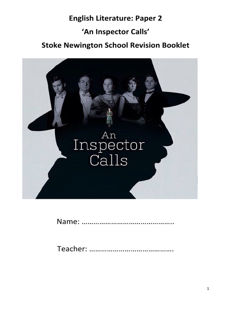 An Inspector Calls Revision Sheets - Stoke Newington School | PDF