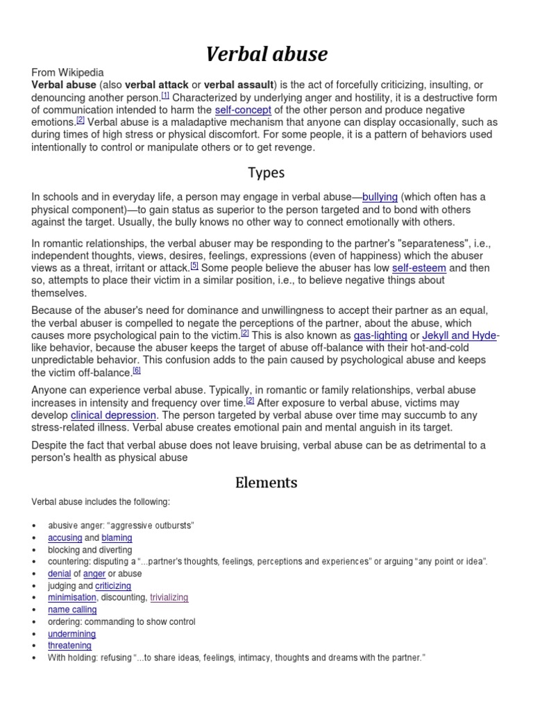 Verbal Abuse Intro | PDF | Aggression | Injustice