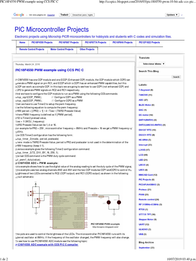 Pic18f4550 PWM Example Using Ccs Pic C | PDF | Analog To Digital ... Pic18f4550 PWM Example Using Ccs Pic C | PDF | Analog To Digital ...