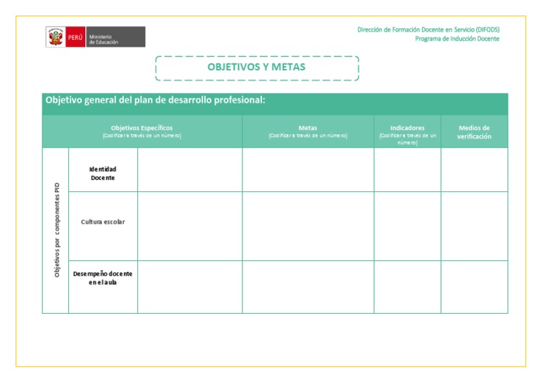 Formato Objetivos y Metas | PDF Formato Objetivos y Metas | PDF