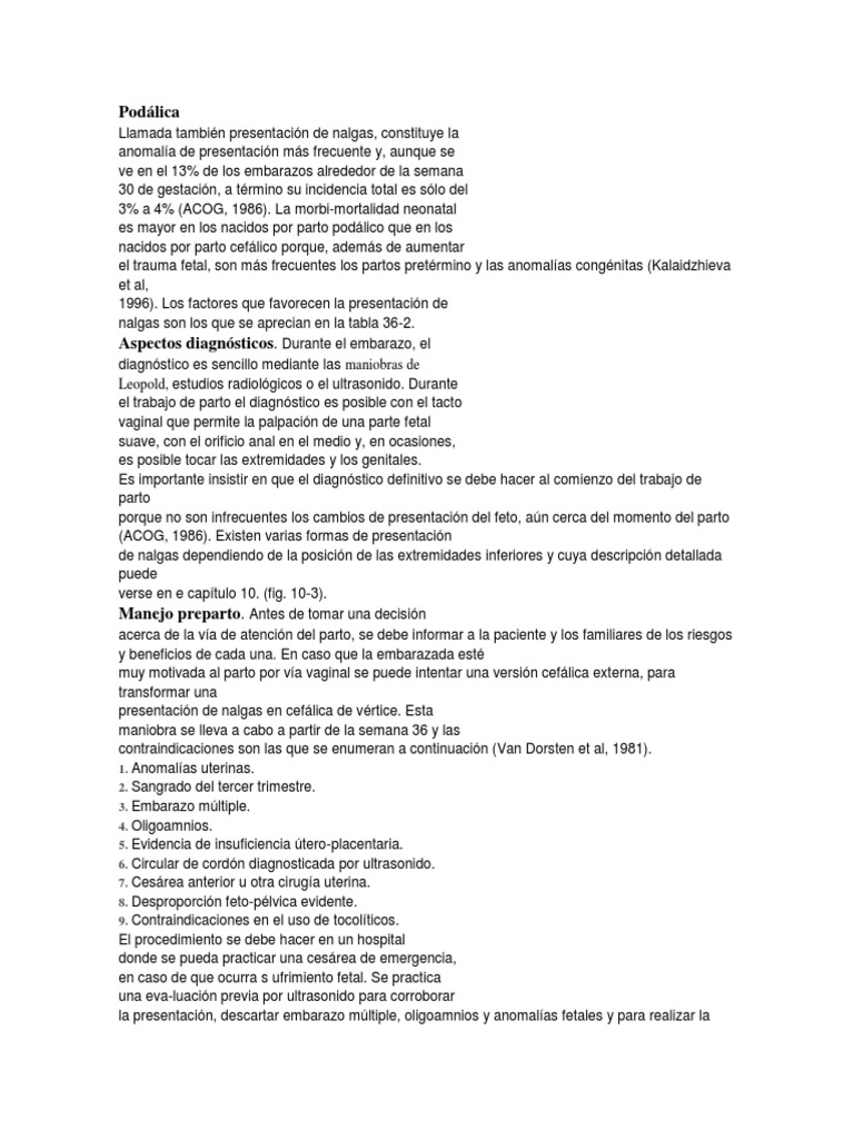 Manejo del Parto Podálico | PDF | Parto | El embarazo