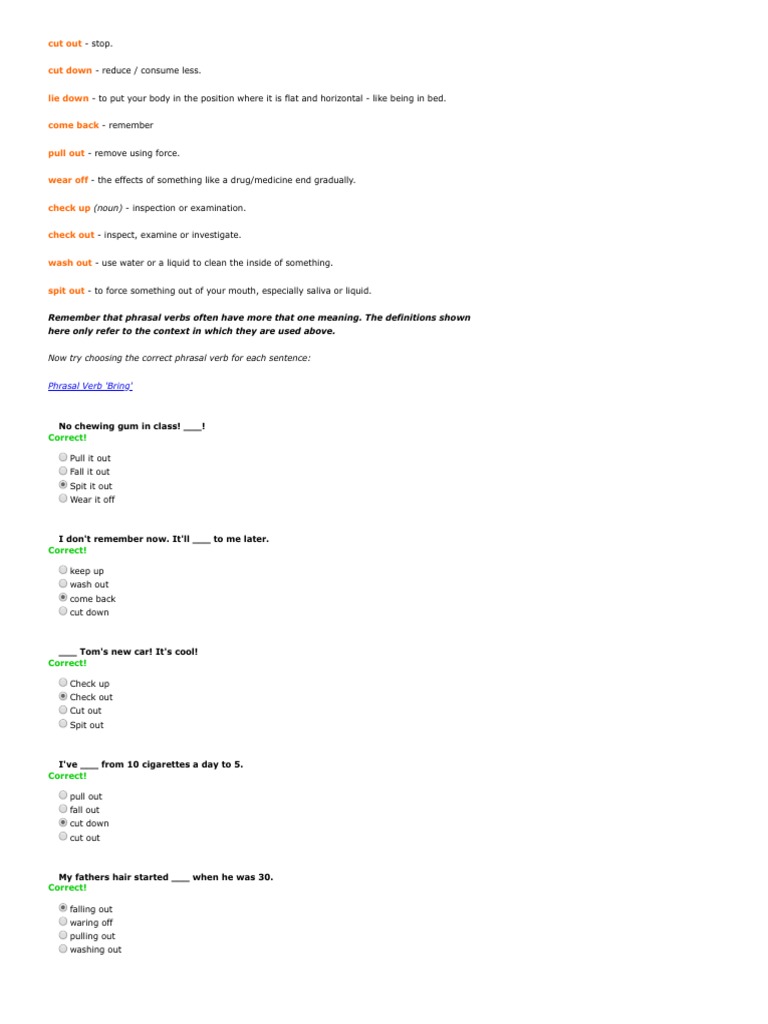 Phrasal Verbs Reading | PDF