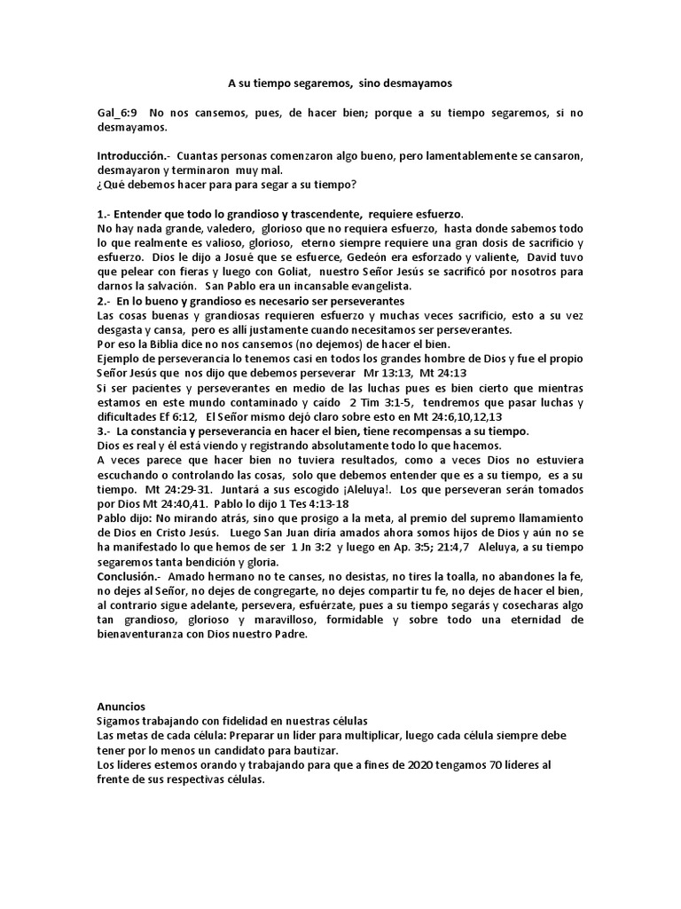 A Su Tiempo Segaremos | PDF | Creencia religiosa y doctrina | Biblia