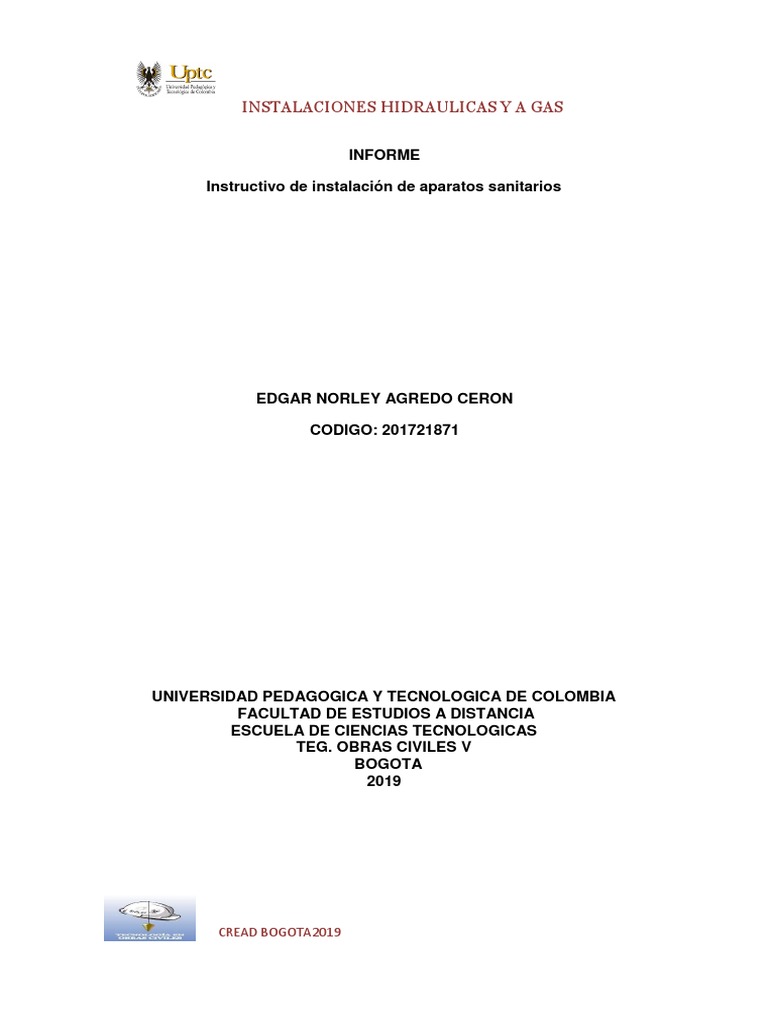 Aparatos Sanitarios Edgar Agredo | PDF | Baño | Colector de aguas pluviales