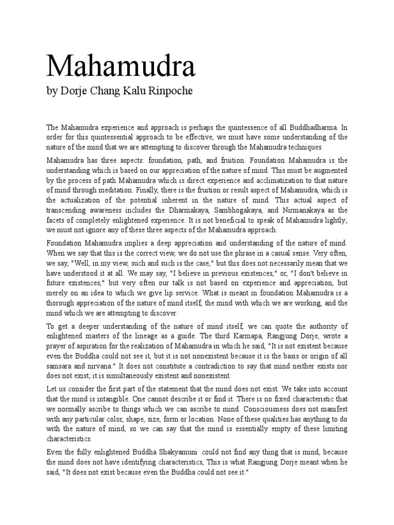 Maha Mudra 1 | PDF | Mahamudra | Mind