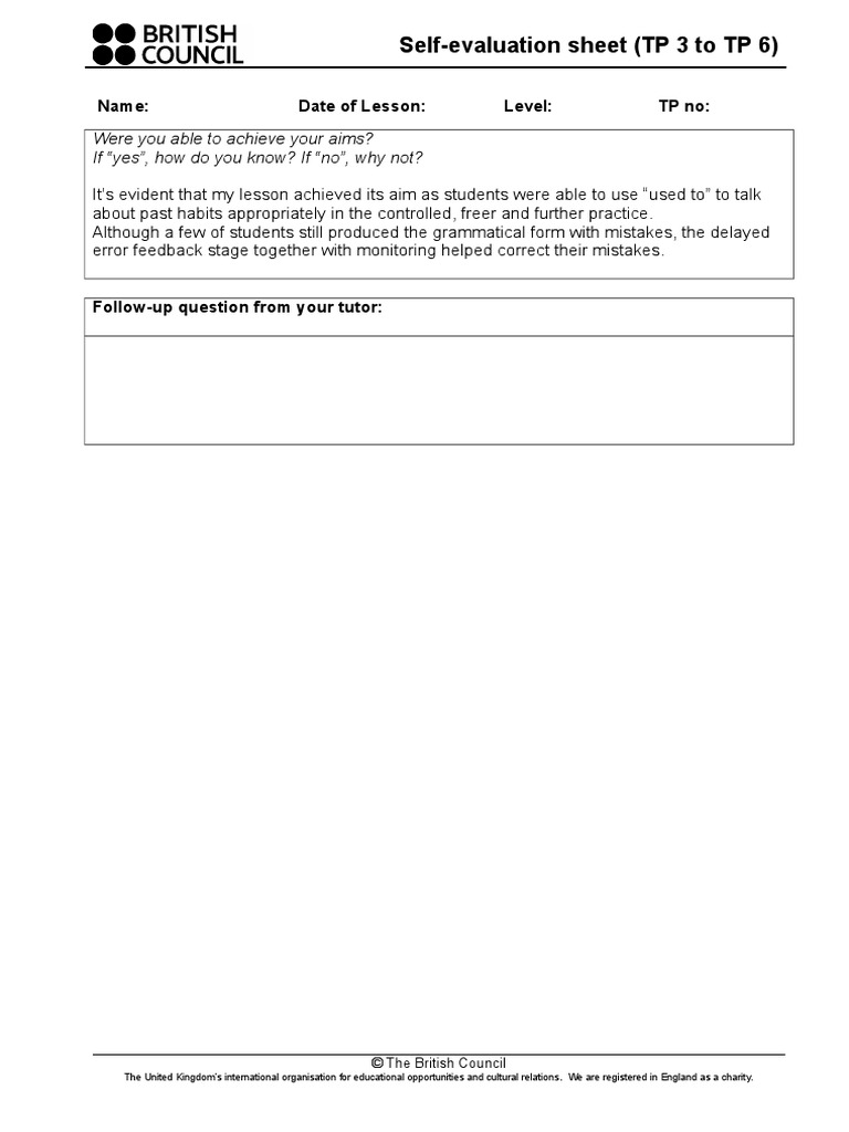 Teacher's Self-Evaluation Sheet | PDF | Pedagogy | Epistemology