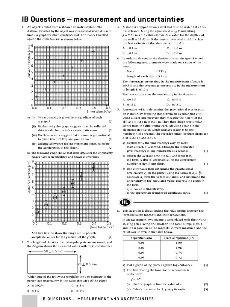 Unit 1 Measurement and Uncertainties | PDF | Uncertainty | Measurement