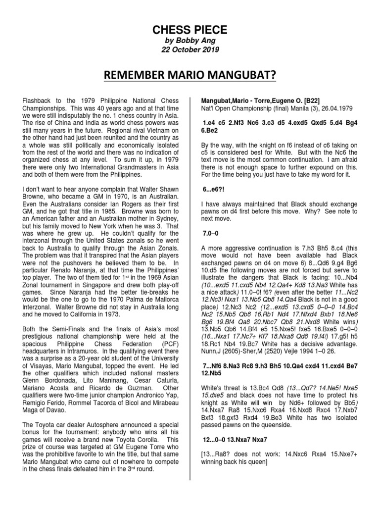 Remember Mario Mangubat?: Chess Piece | PDF | Chess | Abstract Strategy ...