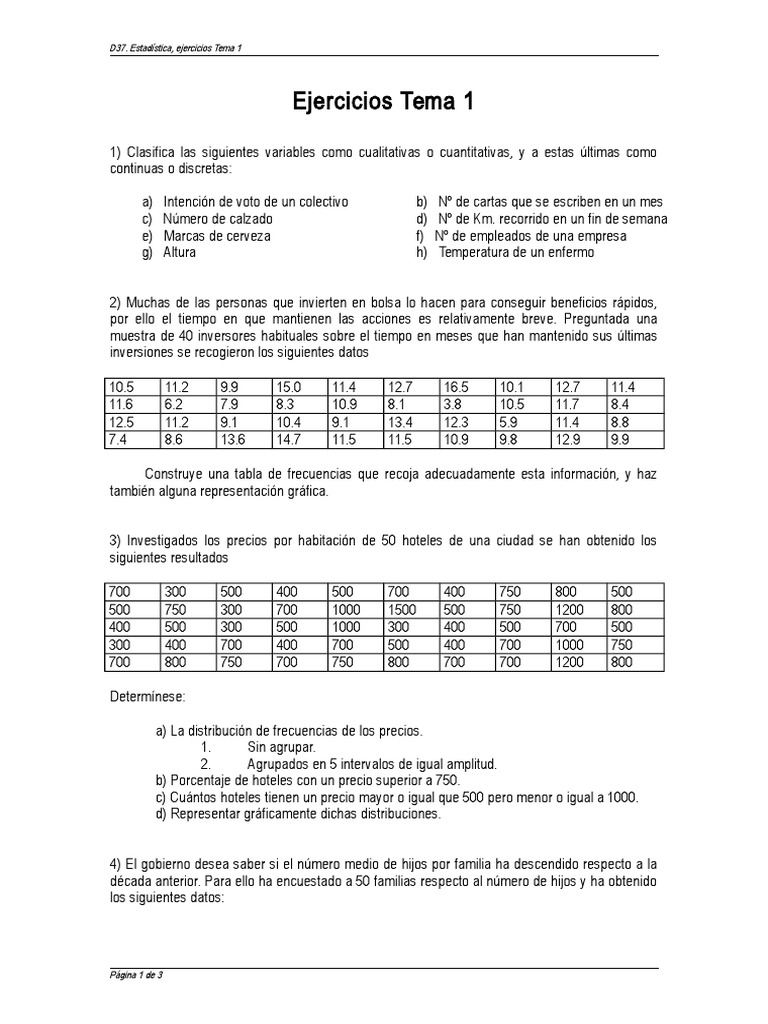 Ejer Tema1 D37 | PDF | Estadísticas descriptivas | Análisis estadístico