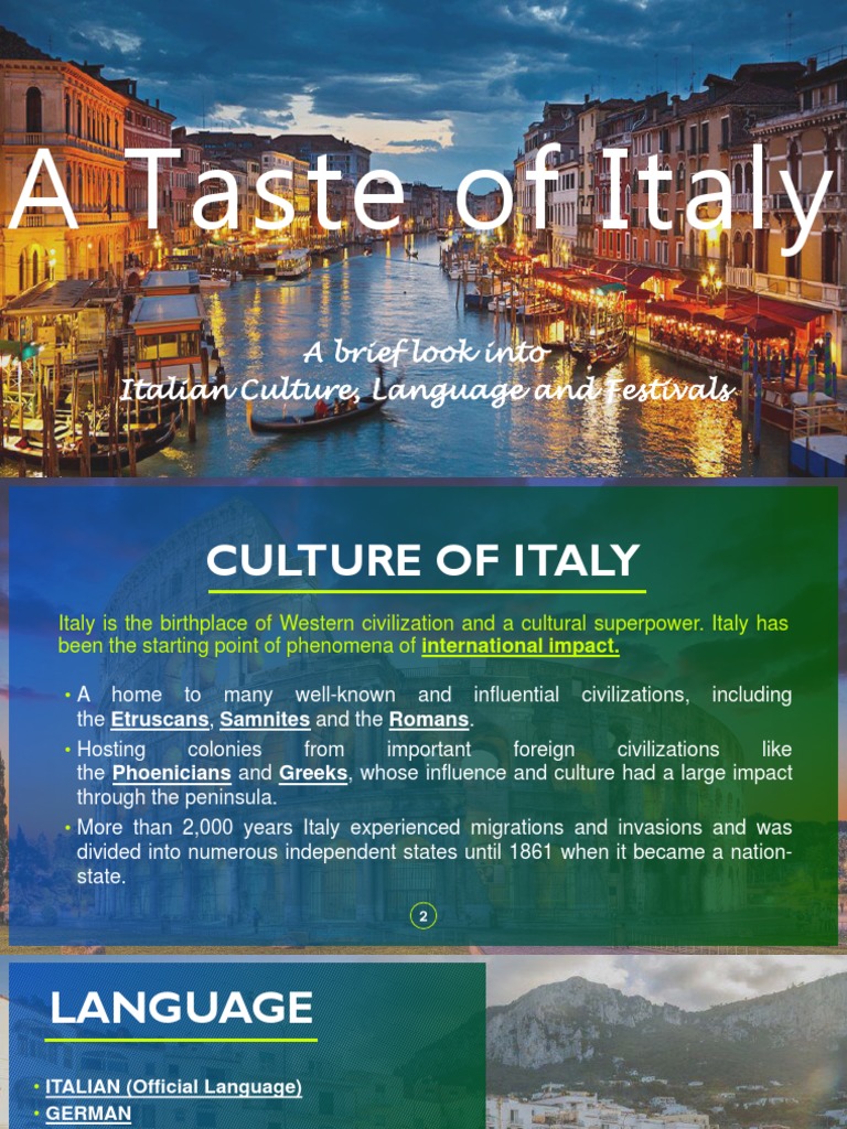 A Taste of Italy: A Brief Look Into Italian Culture, Language and ...