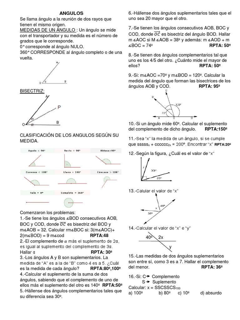 ANGULOS | PDF | Geometría Elemental | Matemática Elemental