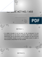 Secrecy of Bank Deposit Act (RA 1405) | PDF | Banks | Common Law