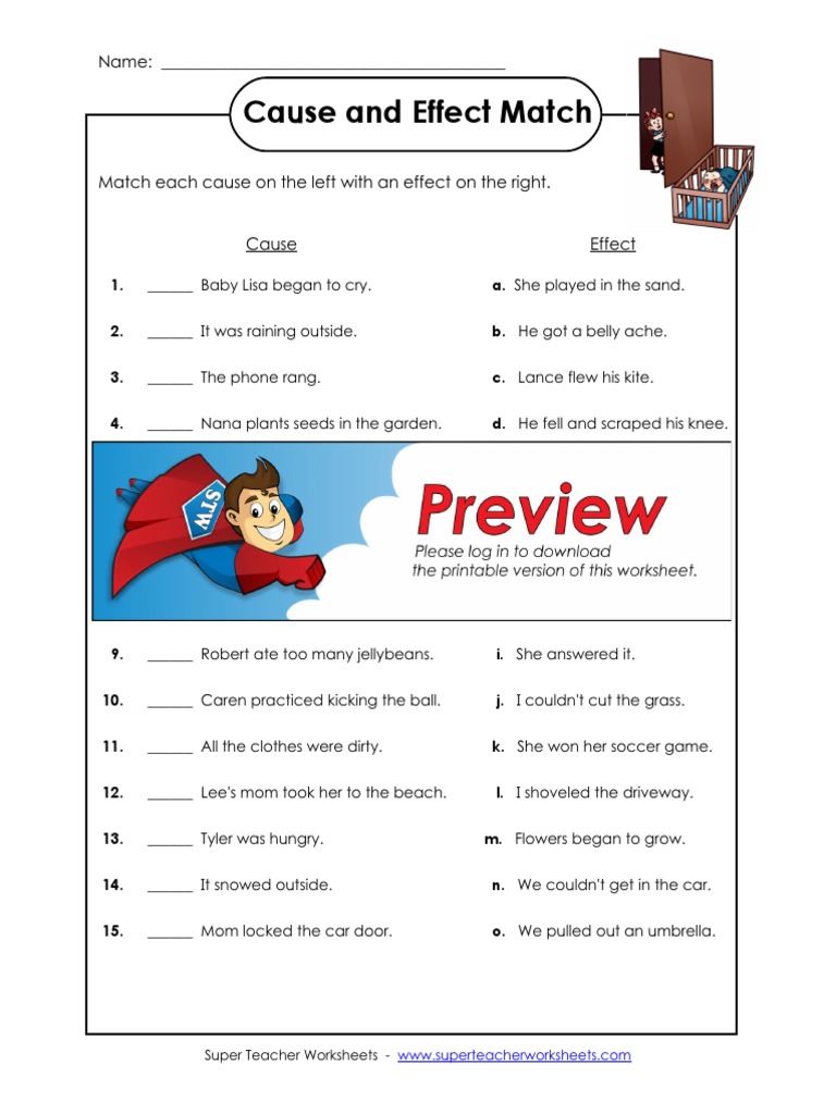 Cause and Effect Match: Name | Download Free PDF | Plants | Nature