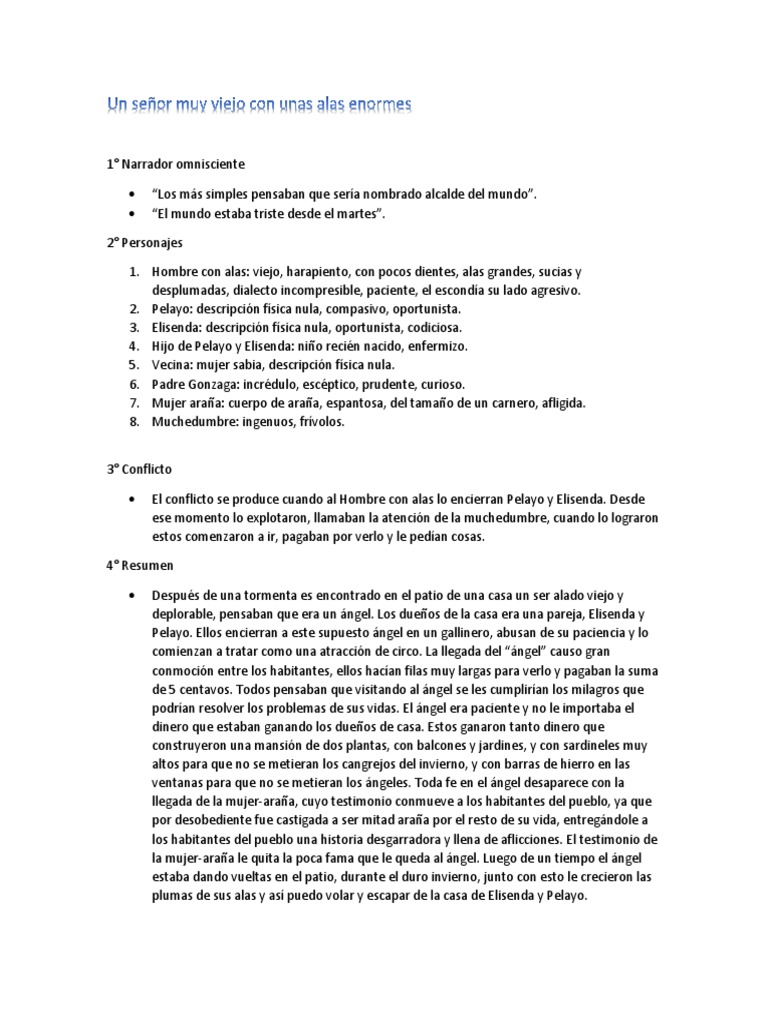 Un Senor Muy Viejo Con Unas Alas Enormes | PDF
