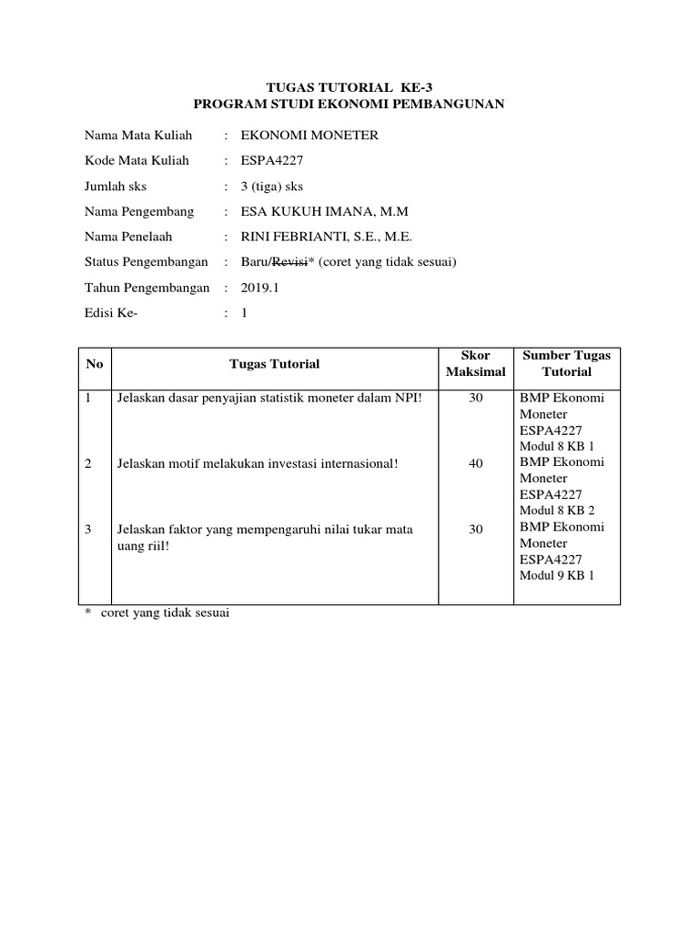 TUGAS TUTORIAL KE-3 Ekonomi Moneter | PDF