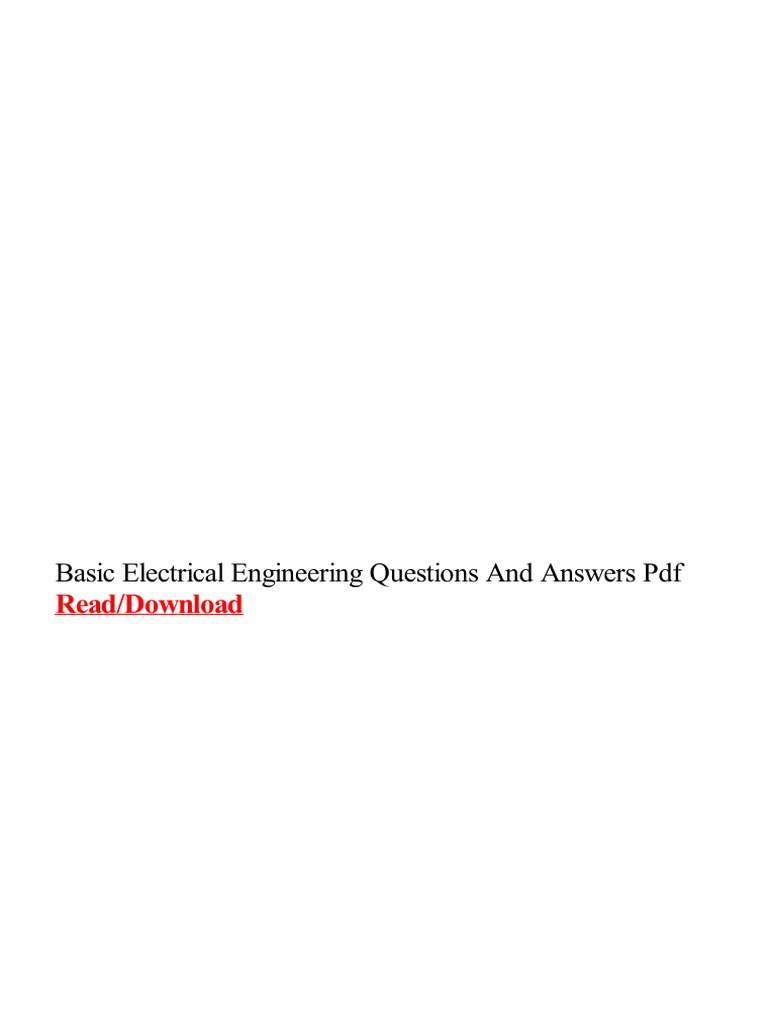Basic Electrical Engineering Questions and Answers PDF Basic Electrical ...