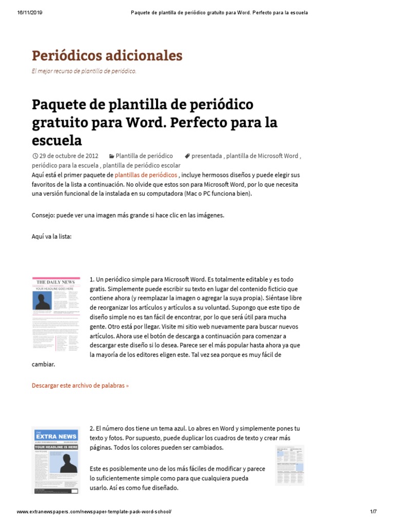 Paquete de Plantilla de Periódico Gratuito para Word. Perfecto para La ...