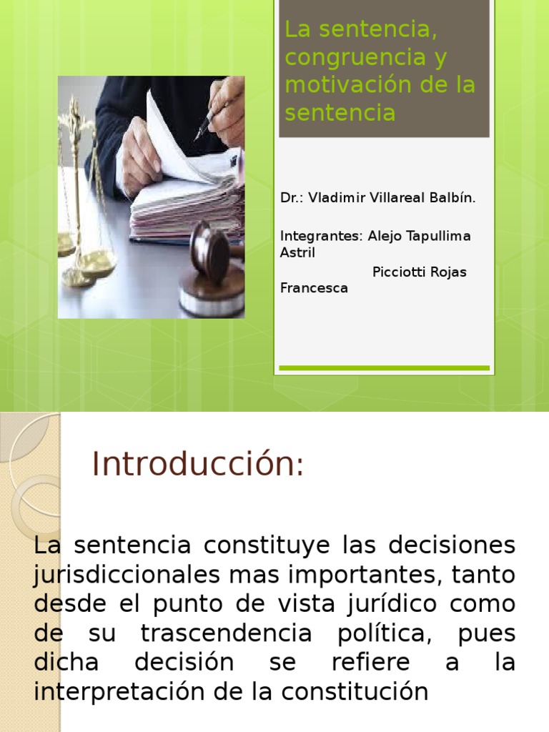 La Sentencia, Congruencia y Motivación de La | PDF | Sentencia (ley ...