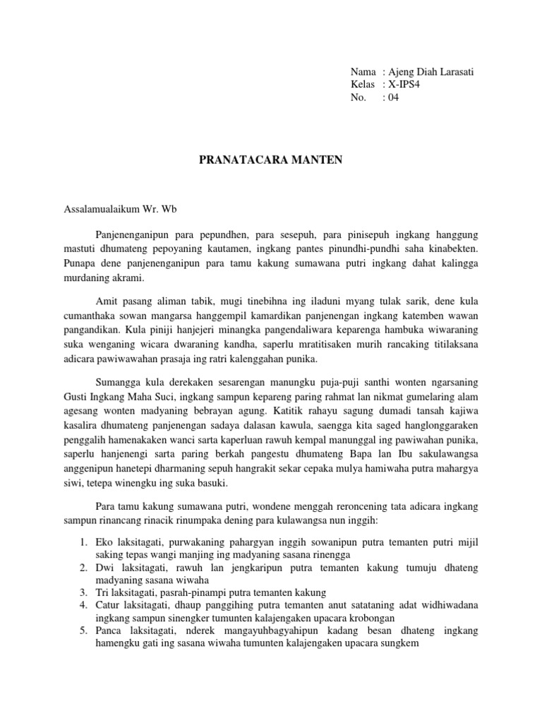 Pranatacara Manten | PDF