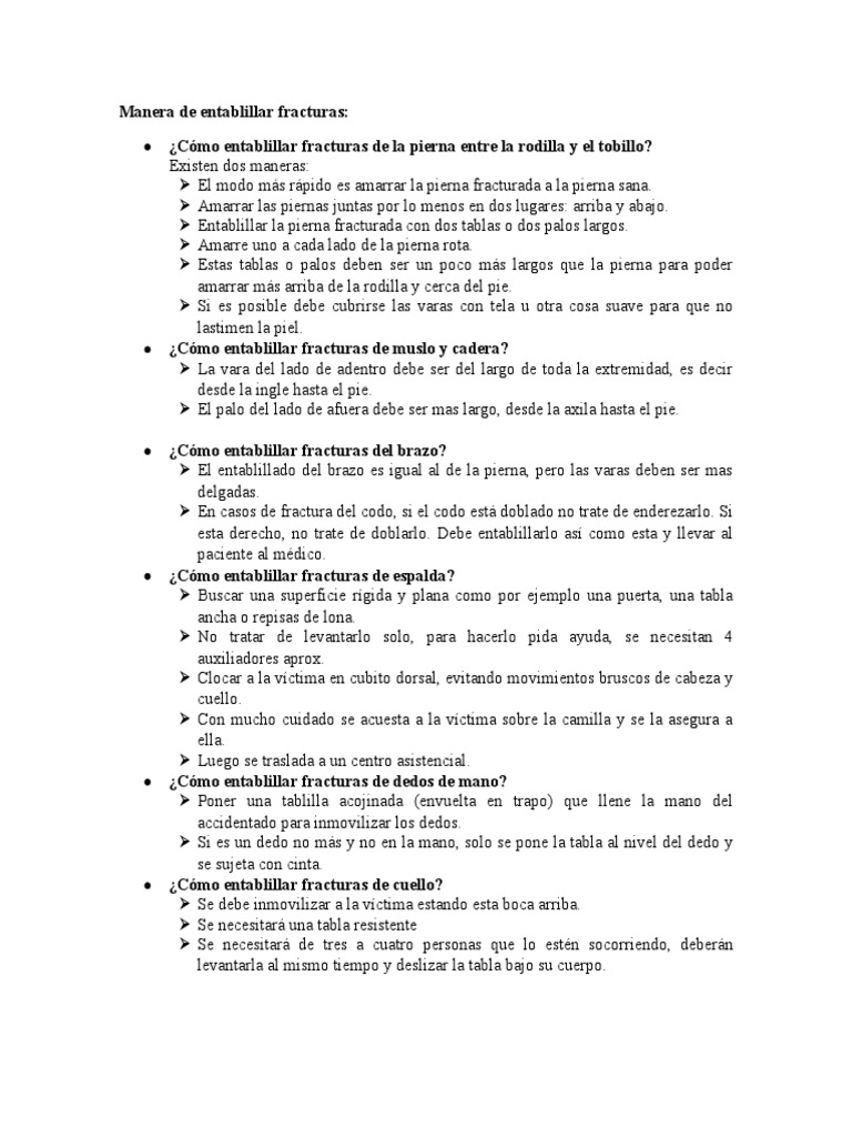 Guía de Entablillado de Fracturas | PDF | Deportes | Naturaleza