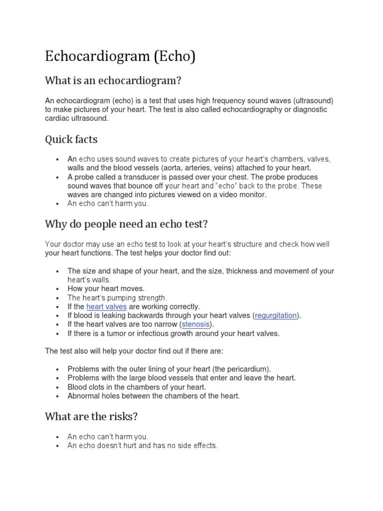 Echocardiogram (Echo) Explained | PDF | Echocardiography | Heart