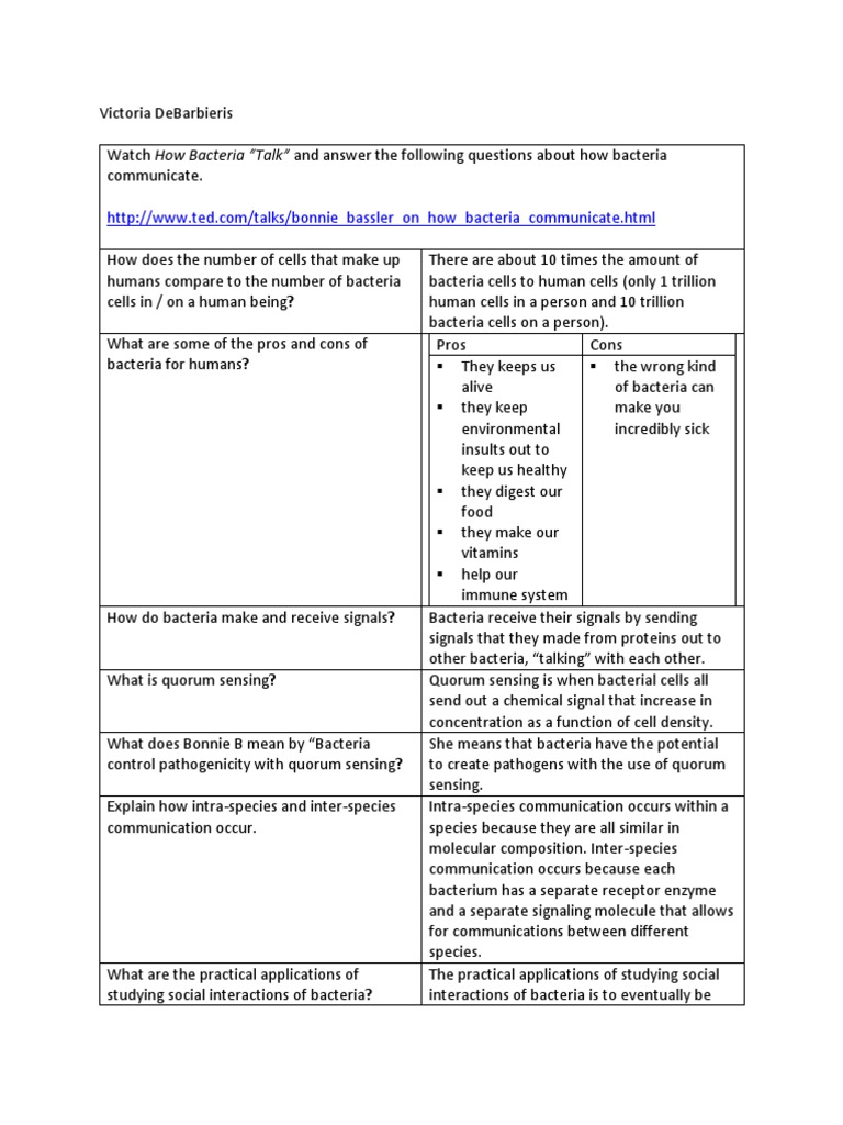 How Bacteria Talk Ted Talk | PDF | Cell Signaling | Bacteria