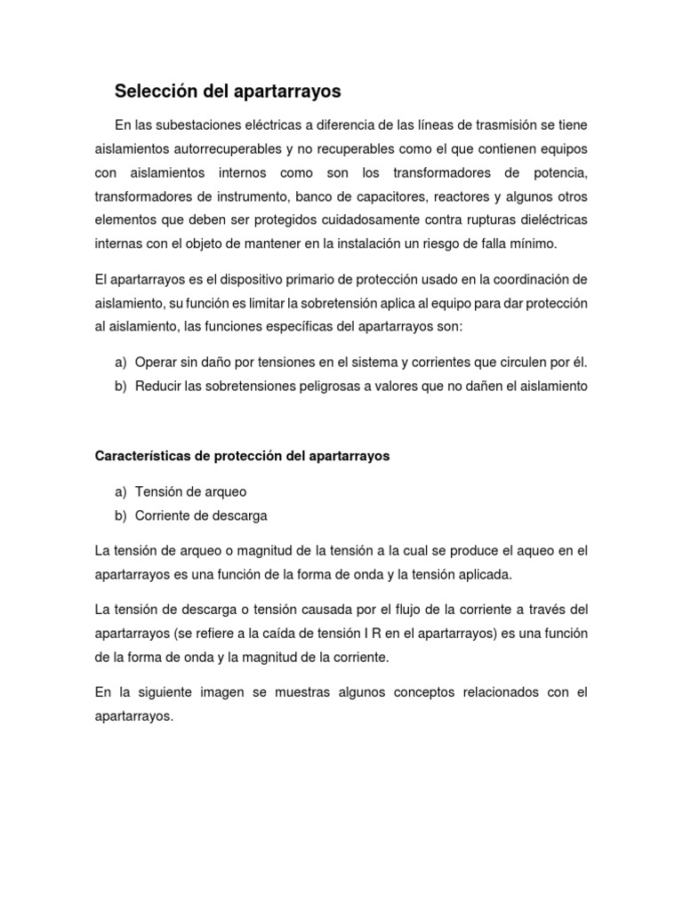 Seleccion de Apartarrayos | PDF | Corriente eléctrica | Transformador