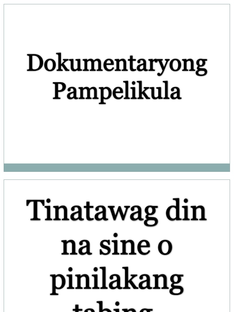Dokumentaryong Pampelikula | PDF