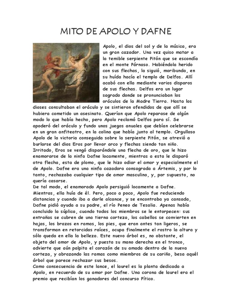 Mito de Apolo y Dafne | PDF | Apolo | Delphi