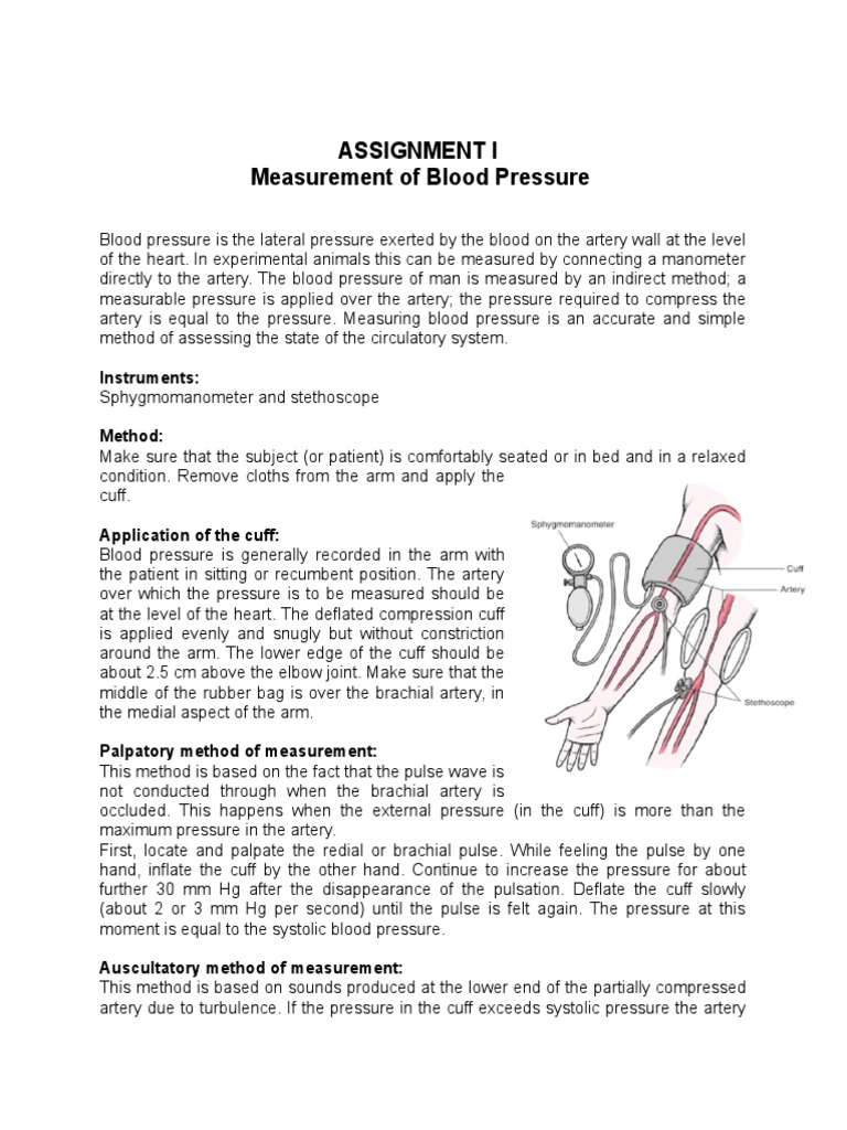 Assignment I Measurement of Blood Pressure: Instruments | PDF | Blood ...
