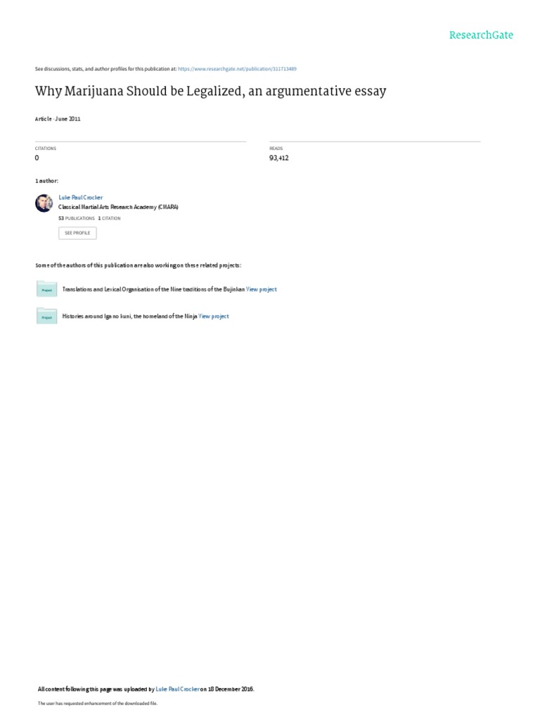 Why Marijuana Should Be Legalized | PDF | Cannabis (Drug) | Drug ...