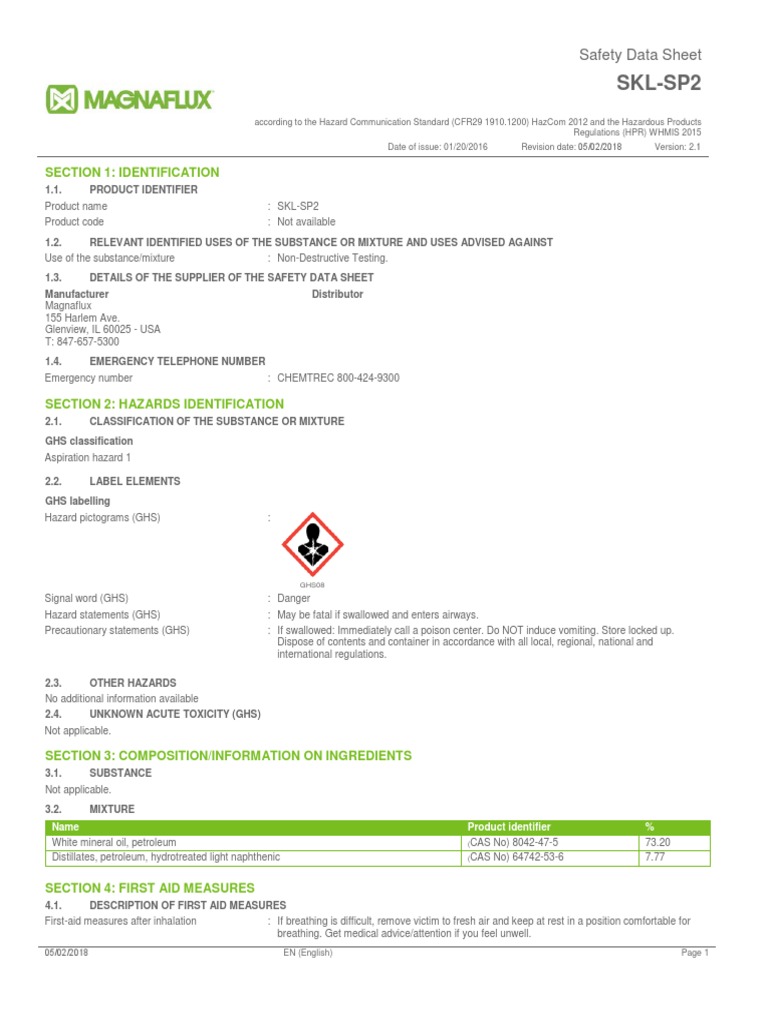 SDS Safety Data Sheet | PDF | Toxicity | Personal Protective Equipment