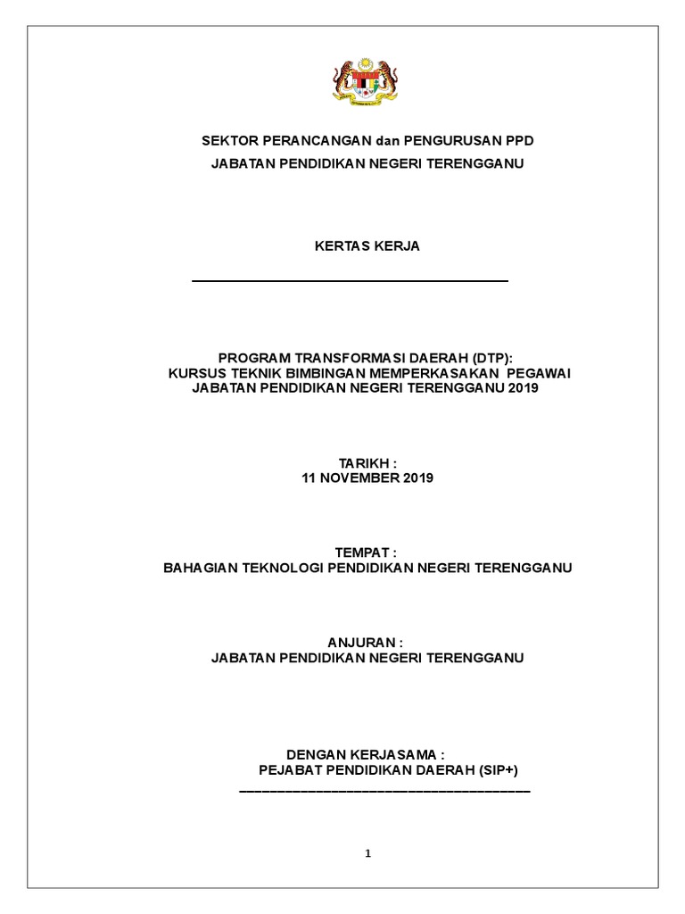 Kertas Kerja Kursus Bimbingan PPD 2019 | PDF