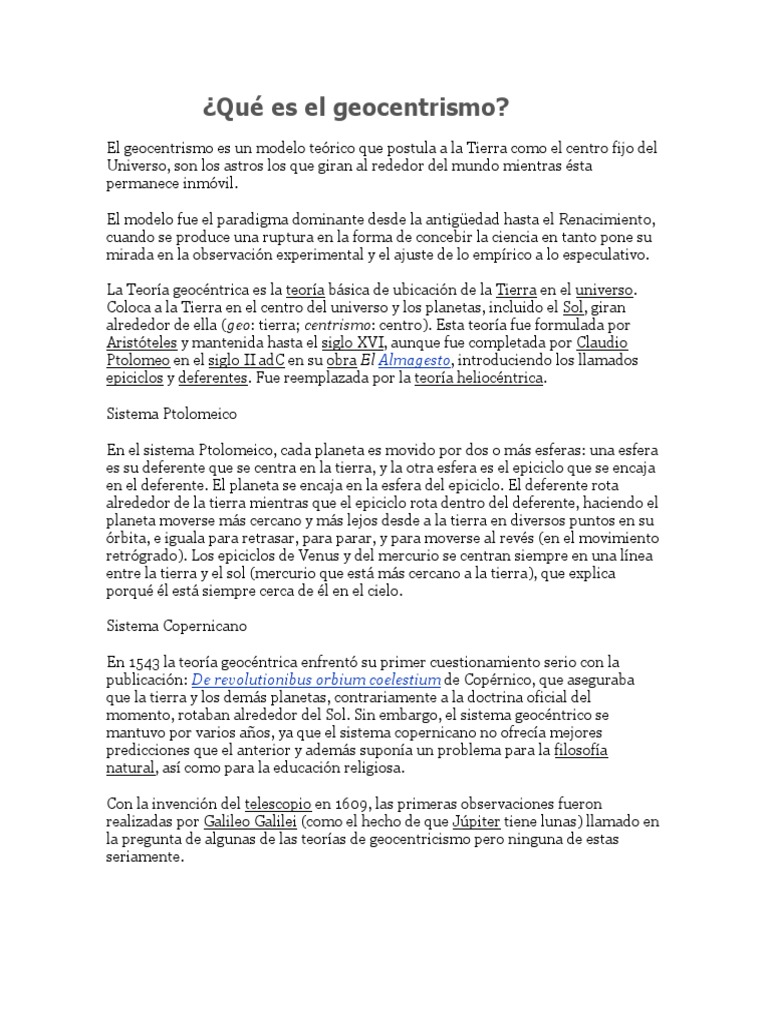 Qué Es El Geocentrismo | PDF | Astronomía | Espacio exterior