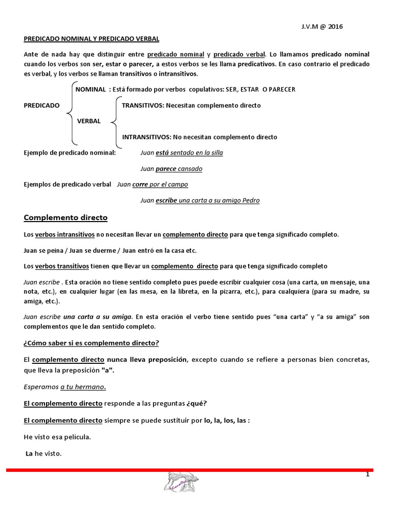Ejercicios de Complementos Directos e Indirectos | PDF | Predicado ...