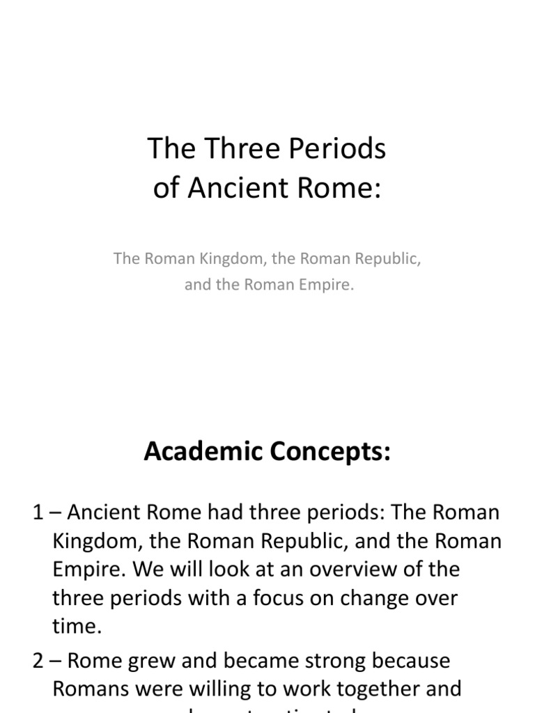 The Three Periods of Ancient Rome:: The Roman Kingdom, The Roman ...