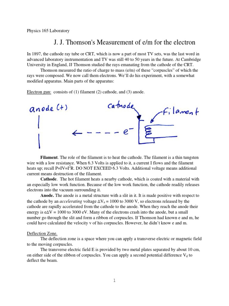 Thomson em Ratio PDF | PDF | Cathode | Anode