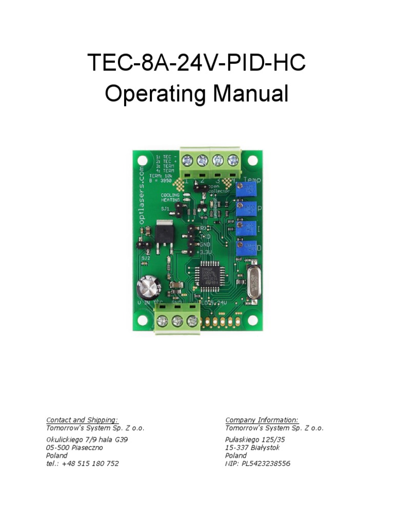 TEC-8A-24V-PID-HC Operating Manual | PDF | Device Driver | Electrical Engineering