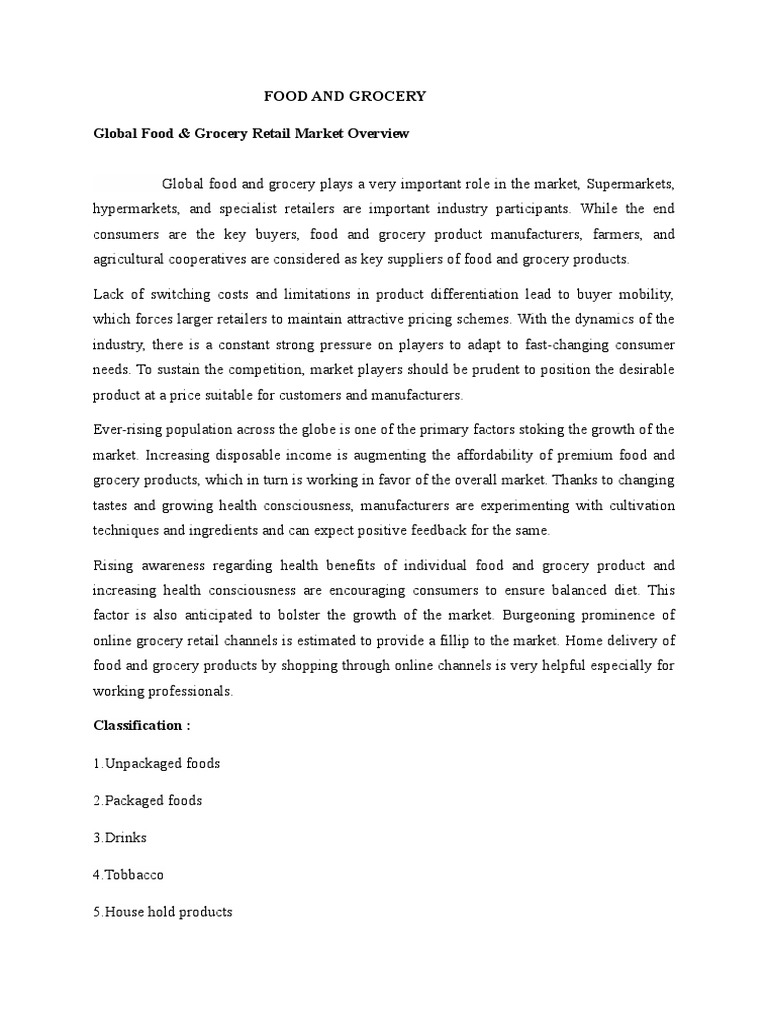 Food and Grocery | PDF | Grocery Store | Retail