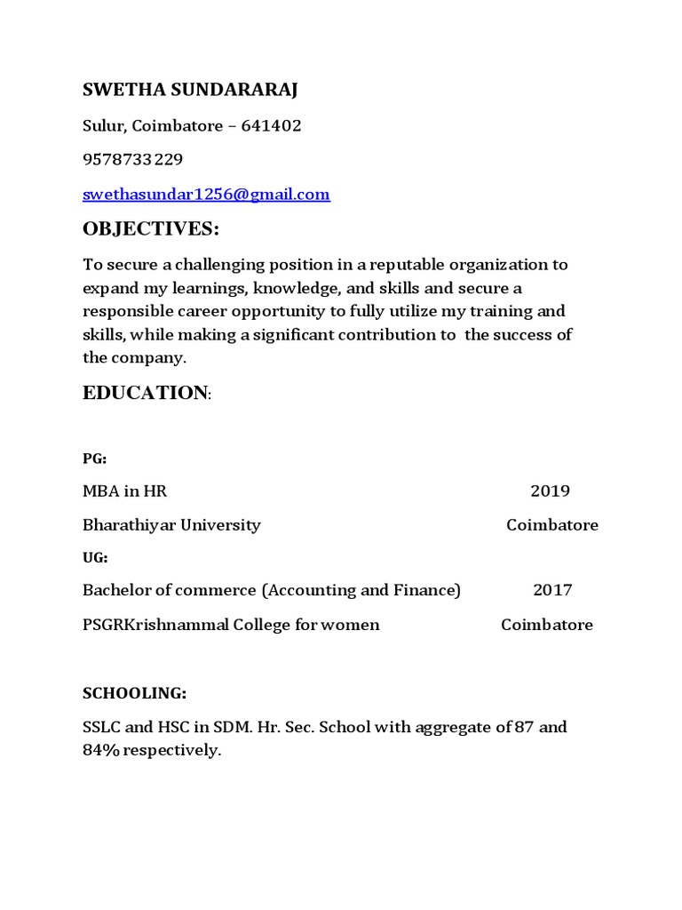 Swetha Resume | PDF