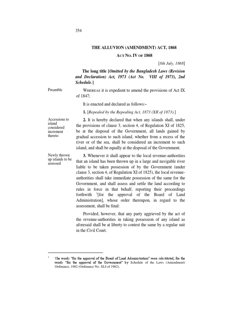 The Alluvion (Amendment) Act, 1868 | PDF