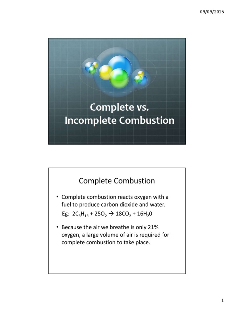 Complete vs. Incomplete Combustion | PDF | Combustion | Fuels