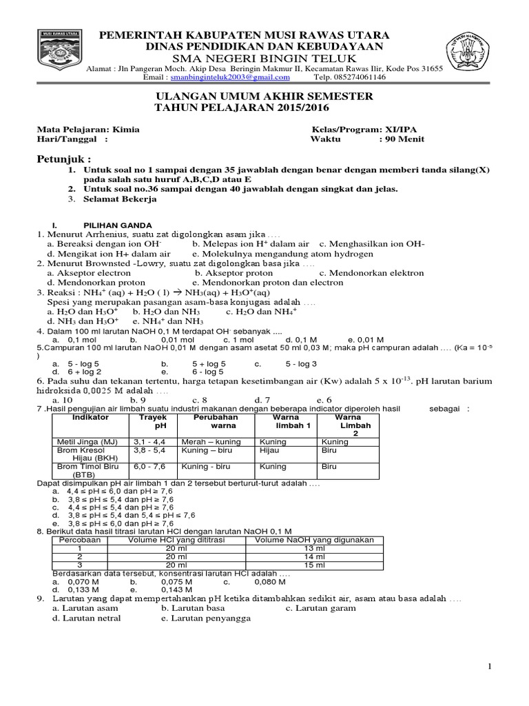 Soal Kimia Kls Xi SMT 2 | PDF